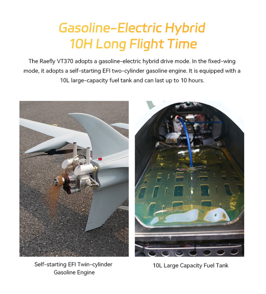 CUAV Raefly VT370 Gasoline Electric Hybrid Tandem Wing VTOL UAV – CUAV ...