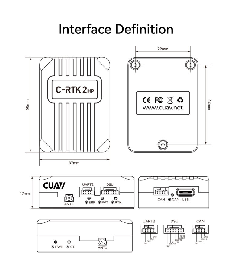 CUAV New C-RTK 2HP Dual Antenna Centimeter Position GNSS Heading Module ...